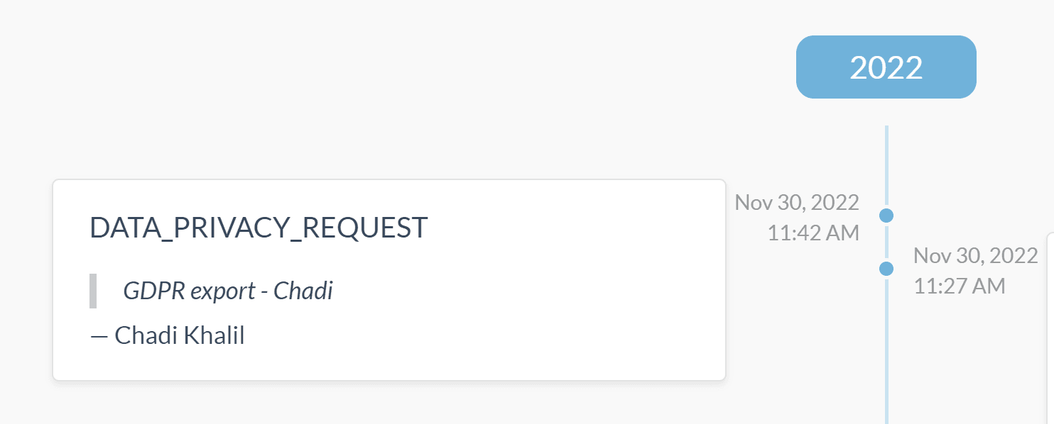 Customer data export for GDPR reasons